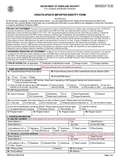 Fillable Online Createupdate Importer Identity Form The Createupdate