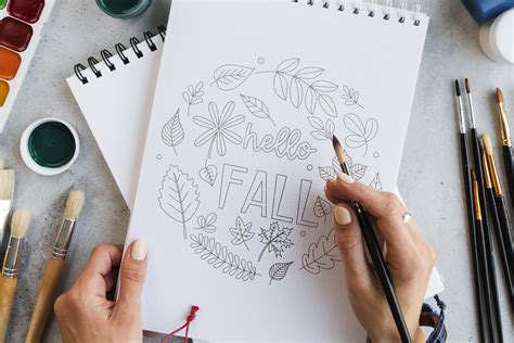 Hello Fall Coloring Page Graphic By Paper Cut Templates · Creative Fabrica