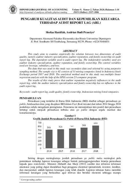 Pdf Pengaruh Kualitas Audit Dan Kepemilikan Keluarga Terhadap Audit