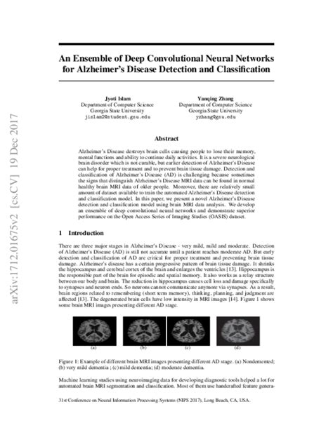 Pdf An Ensemble Of Deep Convolutional Neural Networks For Alzheimers Disease Detection And