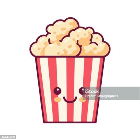 눈을 가진 재미있는 귀여운 팝콘 영화 스낵을 위한 팝콘으로 가득 찬 양동이 팝콘에 대한 스톡 벡터 아트 및 기타 이미지 팝콘