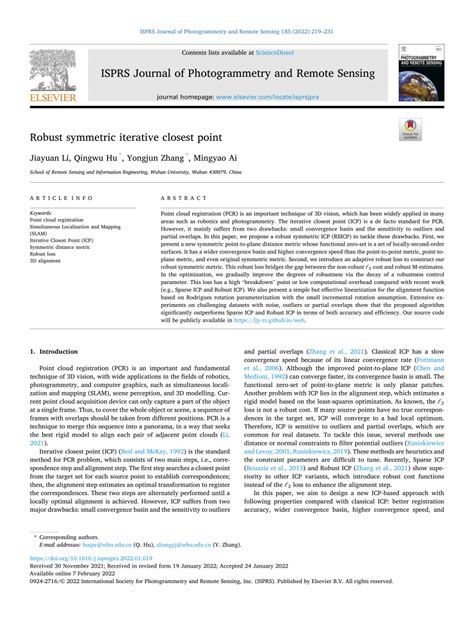 Pdf Robust Symmetric Iterative Closest Point