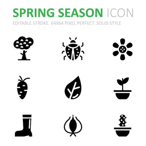 Premium Vector Spring Solid Icon Design Vector Symbol Set
