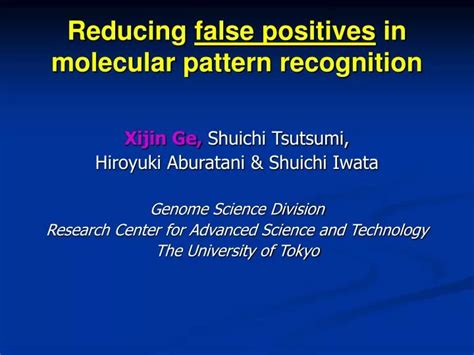 Ppt Reducing False Positives In Molecular Pattern Recognition