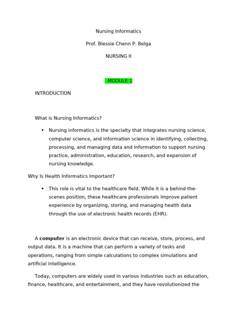 Module 1 Nursing Informatics Pdf