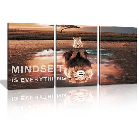 Kawahone Motivational Lion King Mindset Wall Art Gold Success Cat