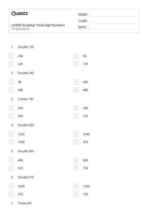 50 Three Digit Numbers Worksheets On Quizizz Free Printable