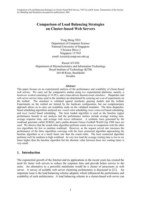 Pdf Comparison Of Load Balancing Strategies On Cluster Based Web Servers