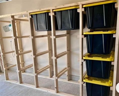27 Gallon Tote Rack Plans Tote Garage Storage Shelves Organization