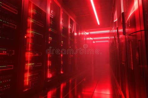 Shot Of Data Center With Multiple Rows Of Fully Operational Server Racks Neural Network Ai
