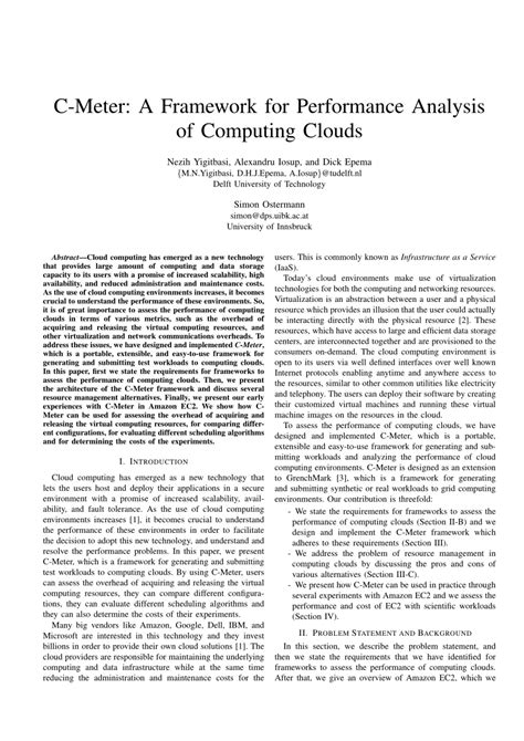 Pdf C Meter A Framework For Performance Analysis Of Computing Clouds