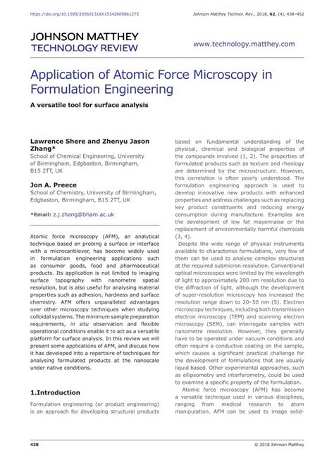 pdf application of atomic force microscopy in formulation