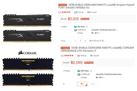 แรมถูก RAM DDR4-2666 16GB แค่ 2,000 เพิ่มวันนี้ เล่นเกมแรงถึงปีหน้า ...