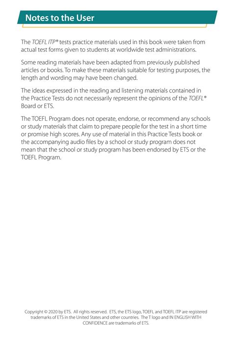 Solution Toefl Itp® Practice Tests Itp Practice Test Level 1 Volume 3