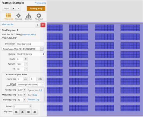 Frames Frame Spacing HelioScope