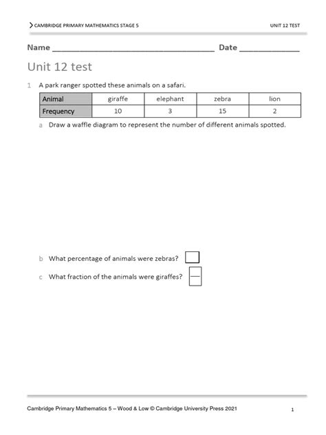 Prim Maths 5 2ed Tr Unit 12 Test Pdf