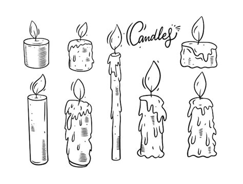 Premium Vector Candles Doodle Set Illustration