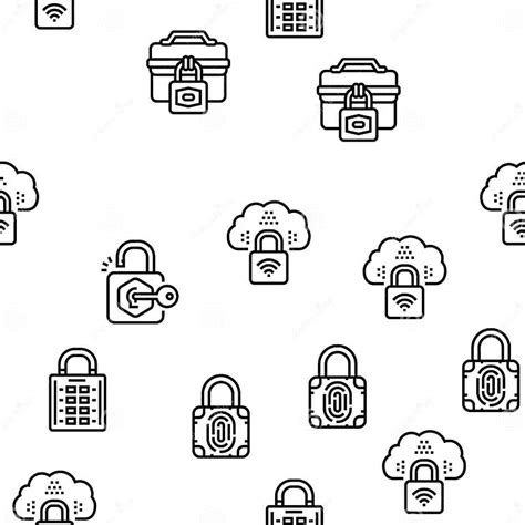 Padlock Lock Safe Password Key Vector Seamless Pattern Stock Vector Illustration Of Secret