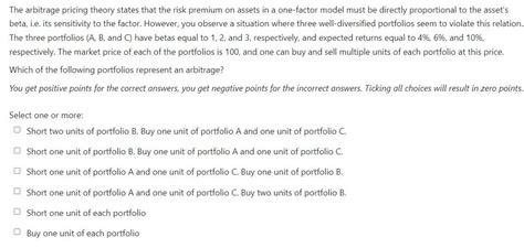 Solved The Arbitrage Pricing Theory States That The Risk Chegg