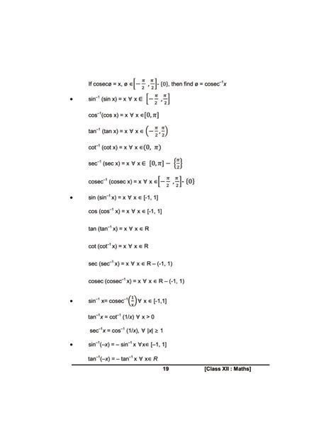 Inverse Trigonometric Functions Notes For Class Maths PDF OneEdu