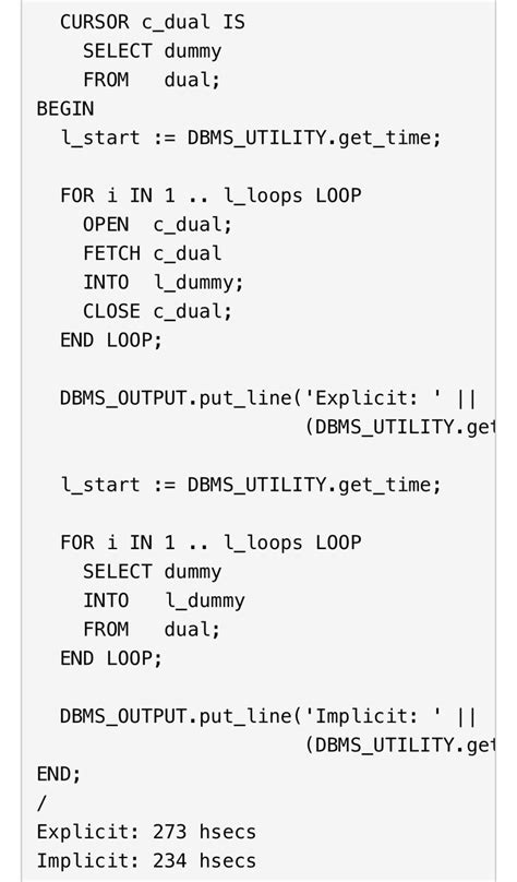 Comparing Explicit And Implicit Oracle Cursors