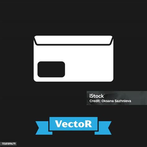 검은 색 배경에 격리 된 흰색 봉투 아이콘입니다 전자 메일 메시지 문자 기호입니다 벡터 일러스트레이션 개념에 대한 스톡 벡터