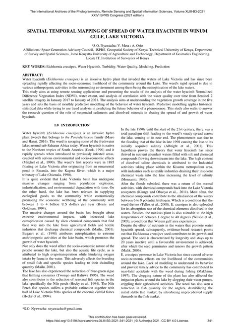 pdf spatial temporal mapping of spread of water hyacinth in winum