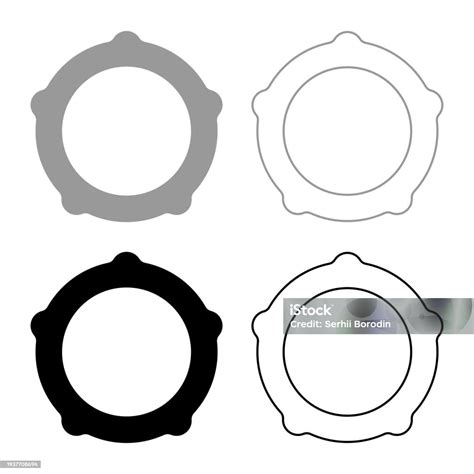고기 분쇄기 민서 너트 나사 여성 나사 폴 스톱 래치 홀더 세트 아이콘 회색 검은 색 벡터 일러스트 레이 션 이미지 솔리드 채우기 윤곽선 윤곽선 얇은 평면 스타일 가루로