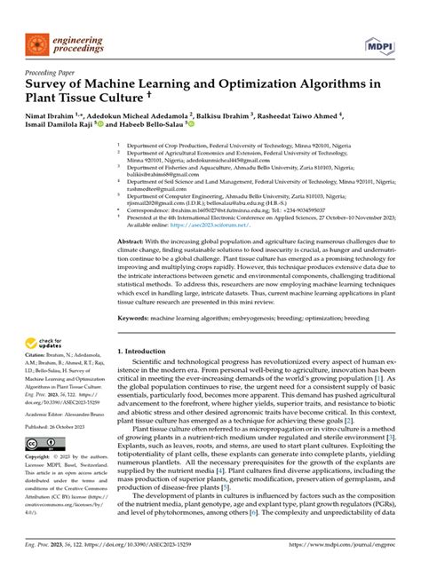 Survey Of Machine Learning And Optimization Algori Pdf Machine Learning Biology