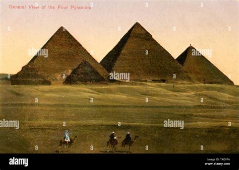 View Of The Four Pyramids In Egypt Publisher Max H Rudmann Le Caire