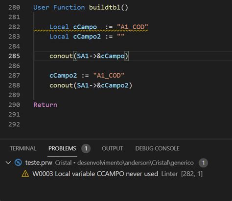 falso warning no linter · issue 727 · totvs tds vscode · github