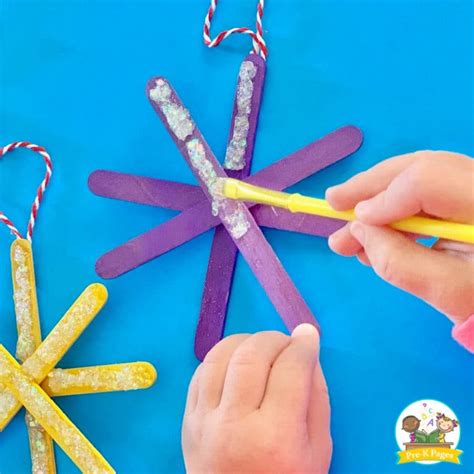 Easy Popsicle Stick Snowflake Ornament Pre K Pages