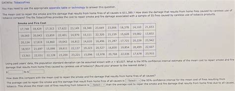 Solved 3 Datafile Tobaccofiresyou May Need To Use The