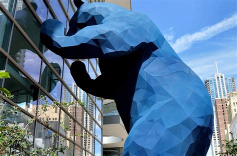 Big Blue Bear Sculpture Peering Into Convention Center In Denver