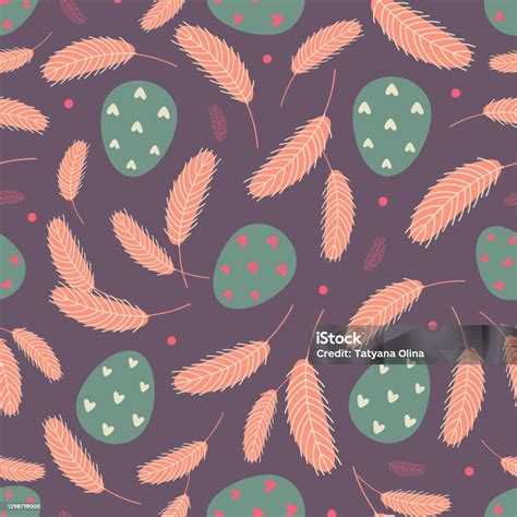달걀과 깃털 부활절 원활한 패턴 부활절 직물 종이 인쇄 스크랩북 인사말 카드 디자인 벡터 일러스트레이션 0명에 대한 스톡 벡터 아트 및 기타 이미지 Istock