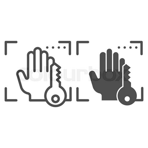 Biometric Hand Scanning And Key Line And Glyph Icon Palmpri Colourbox