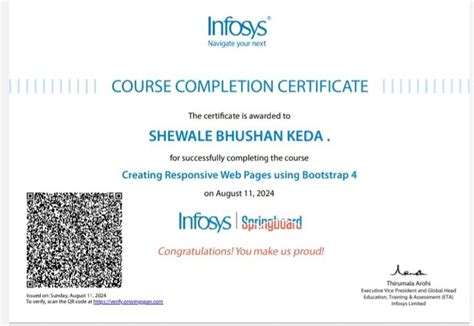 successfully completed bootstrap course bhushan shewale