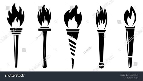 Torch Fire Icons Collection Vector Stock Vector Royalty Free