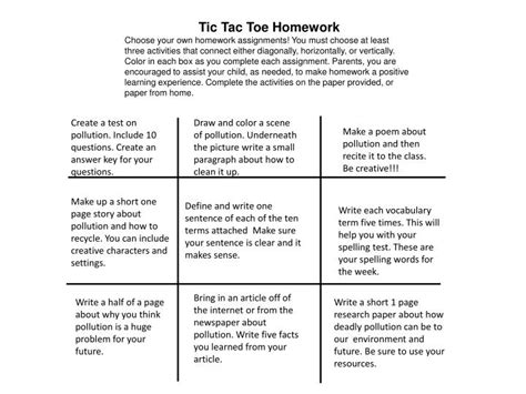 ppt tic tac toe homework choose your own homework assignments you