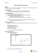 Module 6 Rate Of Return Analysis Pdf ENG 3000 Summer 2018 Module 6 Rate Of Return Analysis
