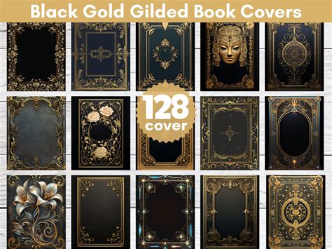 128 Black Gold Gilded Book Coversprintable Gilded Book Coversvintage
