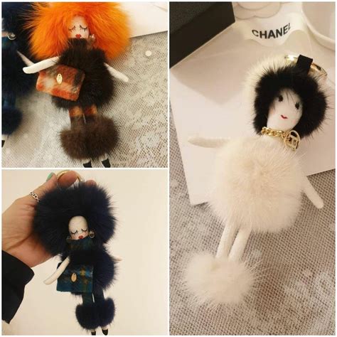 폭스 밍크인형화이트 가방참장식 키링 헬로마켓