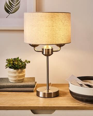 Fulford Brushed Silver And Linen Shade Table Lamp Jd Williams