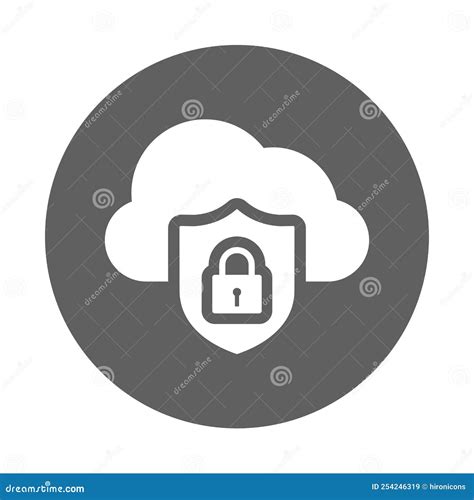 Cloud Protection Security Icon Gray Vector Graphics Stock