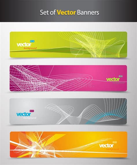 Set Of Abstract Colorful Headers With Lines Stock Vector Illustration Of Circles Decoration