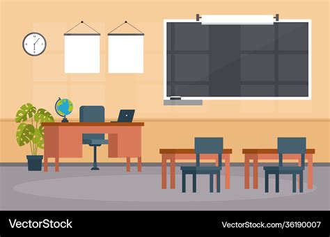 Empty Classroom Education Elementary High School Vector Image
