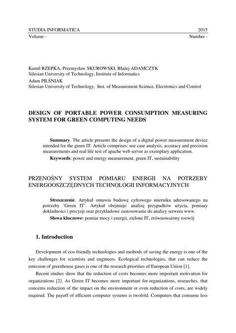 Pdf Design Of Portable Power Consumption Measuring System For Green