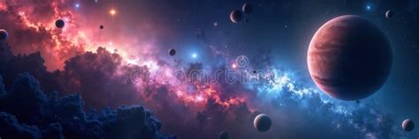 Vast Panorama Of Space Filled With Many Planets Nebulae Colorful Galaxies Stars Shine
