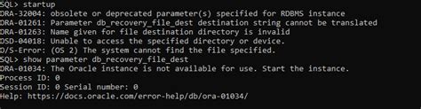 ora 32004 obsolete or deprecated parameter s specified for rdbms
