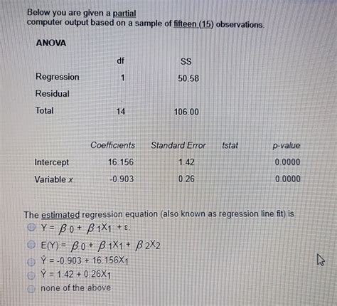 Solved Below You Are Given A Partial Computer Output Based